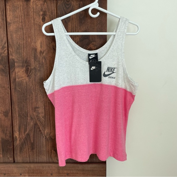 Nike | Tops | Nike Sportswear Tank Womens Xl Pink Colorblock Vtg Logo ...